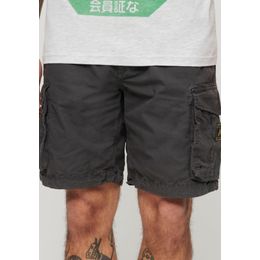 Shorts Superdry "SD-PARACHUTE LIGHT SHORT", Herren, Gr. 34, N-Gr, schwarz (schwarzboard), Web, Obermaterial: 100% Baumwolle, unifarben, Basic, regular fit ca. Mitte Knie, Hosen Shorts