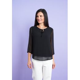 Chiffonbluse Seidel Moden "Exklusiv bei OTTO", Damen, Gr. 34, schwarz, Web, Obermaterial: 100% Polyester. Obermaterial 2: 95% Viskose, 5% Elasthan, unifarben mit Farbeins&auml;tzen, normal Po-bedeckend, Rundhals, gerader Abschluss, Blusen Chiffonbluse, in eleganter 2 in 1 Optik - MADE IN GERMANY