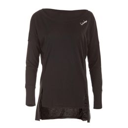 Langarmshirt WINSHAPE "MCS003", Damen, Gr. L, schwarz, 50% Modal, 50% Baumwolle, U-Boot-Ausschnitt, Shirts Langarmshirt, mit verl&auml;ngertem R&uuml;ckenteil