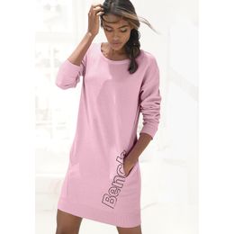 Sweatkleid BENCH. LOUNGEWEAR, Damen, Gr. 36/38, N-Gr, rosa (rosa, schwarz), Interlock, Obermaterial: 60% Baumwolle, 40% Polyester, unifarben, Basic, bequem kurz, Rundhals, Rippb&uuml;ndchen, Kleider Sweatkleid, mit seitlichem Logoprint, Loungewear