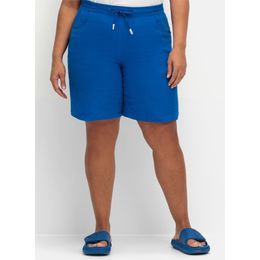 Bermudas sheego, Damen, Gr. 48, Normalgr&ouml;&szlig;en, blau (kobaltblau), 100% Baumwolle, unifarben, Hosen Bermudas