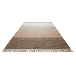 Teppich GREEN LOOOP "Vito GL-82305", braun (braun beige,braun beige), B:160cm H:4mm L:230cm, Jute, Teppiche, Teppich, Naturfaser Teppich aus 80% Jute 20% Baumwolle, mit Fransen, Wohnzimmer