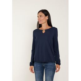Langarmshirt Seidel Moden, Damen, Gr. 48, blau (navy), Jersey, Obermaterial: 95% Viskose, 5% Elasthan, unifarben, regular fit taillenbedeckt, Rundhals, elastischer Bund, Shirts Langarmshirt, MADE IN GERMANY, Topseller