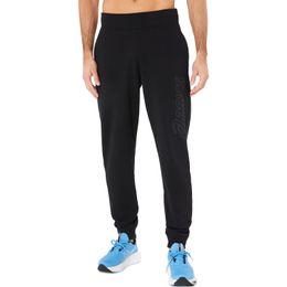 Laufhose asics "asics LOGO SWEATPANT", Herren, Gr. XXL, N-Gr, grau (performance schwarz, graphite grau), Obermaterial: 73% Baumwolle, 27% Polyester, Hosen Laufhose