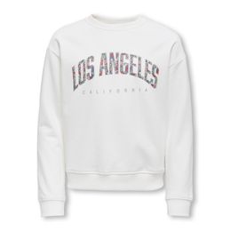 Sweatshirt KIDS Only "KOGRUNA CITY L/S O-NECK BOX CS SWT", M&auml;dchen, Gr. 122/128, cloud dancer print:los angeles, flower heart aop, Sweatware, Obermaterial: 60% Baumwolle, 40% Polyester, bedruckt, Rundhals, Sweatshirts Sweatshirt