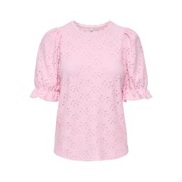 Kurzarmshirt Only "ONLNEW SMILLA LIFE S/S PUFF TOP JRS", Damen, Gr. L, roseate spoonbill, Jersey, Obermaterial: 95% Polyester, 5% Elasthan, unifarben, regular fit normal, Rundhals, elastischer Bund, Shirts Kurzarmshirt