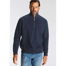 H.I.S. Sweatshirt H.I.S, Herren, Gr. S (44/46), blau (marine), Sweatware, Obermaterial: 60% Baumwolle, 40% Polyester, unifarben mit Farbeinsatz, normal, Sweatshirts Sweatshirt, unifarben, aus dehnbarer Sweatware, mit Logostickerei