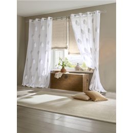 Gardine HEINE HOME Gr. 4, grau, B:140cm H:245cm, Polyester, Gardinen, Gardine