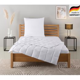 Daunenbettdecke + Kopfkissen OTTO HOME "TAMINS, Bettdecke 135x200 cm und 155x220 cm, 2-tlg.", wei&szlig;, B/L: 135cm x 200cm Anzahl Teile 1, B/L: 80cm x 80cm Anzahl Teile 1, Bezug: Baumwolle F&uuml;llung: Entendaune/-feder, leicht, Bettdecken Bezug: 100% Baumwolle. Kopfkissen Bezug: 100% Baumwolle. Bettdecken F&uuml;llung: 100% Daunen. Kopfkissen F&uuml;llung: 85% Federn, 15% Daunen, Bettwaren-Sets, Daunenbettdecke + 