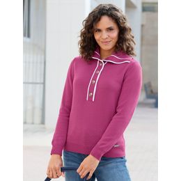 Troyer Casual Looks "Pullover", Damen, Gr. 50, lila (erika), 100% Polyester, unifarben, Pullover Troyer