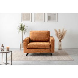 Loveseat Home Affaire "Pinto 105 cm, Cord, Chenille, Lederoptik", brick rot, B:105cm H:85cm T:97cm, 100% Polyester, Sessel, Loveseat, mit Keder, Metallf&uuml;&szlig;en und auch in Cord Bezug erh&auml;ltlich