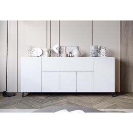 Sideboard Home Affaire "SIDEBOARD PHUKET II, Stilvolle, grifflose kommode, Breite 180cm", wei&szlig; matt, B:180cm H:76cm T:37,5cm, ABS-Kunststoff, FSC-zertifizierter Holzwerkstoff, Holzwerkstoff, Kunststoff, Sideboards, Sideboard, Mit 5 T&uuml;ren, 1 Klappe, 7 F&auml;chern und h&ouml;henverstellbaren Einlegeb&ouml;den