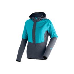 Outdoorjacke Maier Sports "Lanus W", Damen, Gr. 44, blau (graublau), Oberstoff 1: 40% Wolle, 35% Polyamid, 25% Polypropylen / Oberstoff 2: 100% Polyester, Rundhals, Jacken Outdoorjacke, Damen Wanderjacke wattiert, atmungsaktive Trekking-Jacke mit 3 Taschen