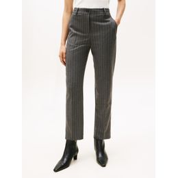 Webhose Tommy Hilfiger "PINSTRIPE SLIM STRAIGHT PANT", Damen, Gr. 38, N-Gr, mid grau heather pinstripe, Web, Obermaterial: 63% Polyester, 34% Viskose, 3% Elasthan, Nadelstreifen, gestreift, meliert, slim fit, Hosen Webhose, mit Nadelstreifen
