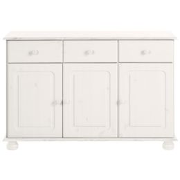 Sideboard OTTO HOME "Mette", wei&szlig;, B:120cm H:77cm T:34cm, Massivholz, Sideboards, Sideboard, Kommode mit gefr&auml;sten, kugelf&ouml;rmigen F&uuml;&szlig;en, Breite 120 cm