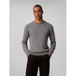 Strickpullover Calvin Klein "LS SUPIMA COTTON CREW 14GG", Herren, Gr. XXL, grau (medium grau htr), Strick, Obermaterial: 100% Baumwolle, unifarben, regular fit normal, Rundhals, eingesetzt Rippstrickb&uuml;ndchen, Pullover Strickpullover, Mit Rundhalsausschnitt