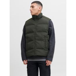 Jack & Jones Steppweste JACK & JONES "JJESOHO BODYWARMER COLLAR SN", Herren, Gr. M, gr&uuml;n (rosin), Web, Obermaterial: 100% Polyester, unifarben, regular fit h&uuml;ftlang, Westen Steppweste