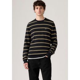 Levi's Rundhalspullover LEVI'S, Herren, Gr. M, jasper stripe jet bl, Strick, Obermaterial: 94% Baumwolle, 4% Polyamid, 2% Elasthan, gestreift, regular fit normal, Rundhals, B&uuml;ndchen, Pullover Rundhalspullover, Formstabiler Feinstrick dank Elasthan