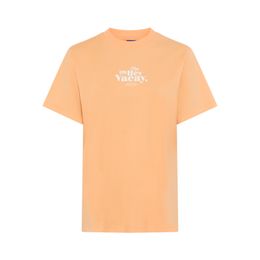 T-Shirt HUGO BLUE "Vintage Tee", Damen, Gr. S, light, pastel orange 830, Single Jersey, Obermaterial: 100% Baumwolle, bedruckt, regular fit h&uuml;ftbedeckend, Rundhals, abgesteppte Kante, Shirts T-Shirt, mit Rundhals, bedruckt