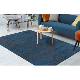 Teppich Kayoom "Kalevi 200", blau, B:80cm H:8mm L:150cm, Polyester, Teppiche, Teppich, Flachgewebe