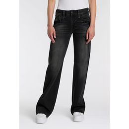 Straight-Jeans Herrlicher "Prime New Denim Black Light", Damen, Gr. 31, L&auml;nge 34, crow, Denim/Jeans, Obermaterial: 98% Baumwolle, 2% Elasthan, straight fit normal, Jeans Straight-Jeans, mit hohem Bund