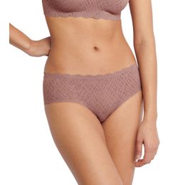 Hipster Sloggi "ZERO Feel Bliss Hipster", Damen, Gr. XS, braun (cacao), Spitze, Obermaterial: 76% Polyamid, 24% Elasthan, k&ouml;rpernah, Unterhosen Hipster, unsichtbar mit Spitzenoptik