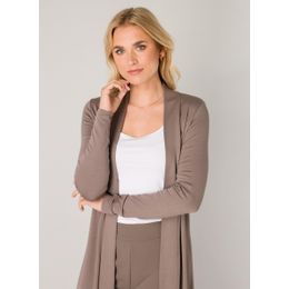 Longstrickjacke Base Level "Yayla long", Damen, Gr. 36, grau (schwarz taupe), Strick, Obermaterial: 94% Viskose, 6% Elasthan, unifarben, figurumspielend ca. Mitte Oberschenkel, tiefer Rundhals, Strickjacken Longstrickjacke, ohne Verschluss