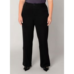 Stoffhose Base Level Curvy "Yorinthe", Damen, Gr. 48, L&auml;nge 30, schwarz, Web, Obermaterial: 82% Baumwolle, 14% Polyester, 4% Elasthan, unifarben, gerade lang, Hosen Stoffhose, mit elastischem Bund und Stretch