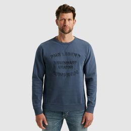 PME-Legend Sweatshirt PME LEGEND "Crewneck gd terry", Herren, Gr. XL, blau (true navy), Sweatware, Obermaterial: 100% Baumwolle, unifarben, regular fit taillenbedeckt, Rundhals, Rippb&uuml;ndchen, Sweatshirts Sweatshirt, mit Schriftzug