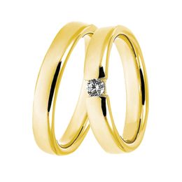 Trauring DOOSTI "Schmuck Geschenk Silber 925 Trauring Ehering Partnerring LIEBE" Gr. 54, gold (gelbgoldfarben), Fingerringe, Damen, 54,mit Zirkonia, Silber 925 (Sterlingsilber), 4mm, Trauring, Made in Germany - wahlweise mit oder ohne Zirkonia