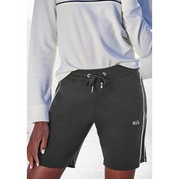 H.I.S. Bermudas H.I.S, Damen, Gr. 44/46, N-Gr, blau (marine), Interlock, Obermaterial: 60% Baumwolle, 40% Polyester, unifarben, Basic, bequem kniefrei, Hosen Bermudas, mit Eingrifftaschen, Topseller