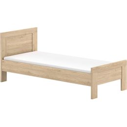 Einzelbett Vipack "SAM auf Rollen, einfach bedienbar, bietet zus&auml;tzlich Stauraum", eiche dekor, B:94,6cm H:80cm, Betten, Einzelbett, Innenma&szlig; f&uuml;r Matratze B:190xH:12xT:90cm, Bodenplatte geschlossen