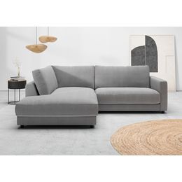 Ecksofa Home Affaire "Ecksofa Jiro, L-Form, gro&szlig;e Sitztiefe, Breite 252 cm", platin, B:252cm H:85cm T:224cm, 100% Polyester, Sofas, Ecksofa, lose Sitz- & R&uuml;ckenkissen, weicher Polsteraufbau, komfortabel & modern
