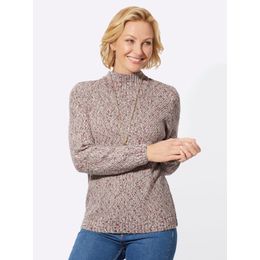 Stehkragenpullover Classic Basics "Pullover", Damen, Gr. 42, grau (hellgrau, meliert), 100% Polyacryl, meliert, Pullover Stehkragenpullover