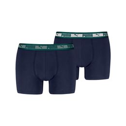 Boxershorts Puma "Puma MEN CHROMATIC WAISTBAND BOXERS 2P", Herren, Gr. S, gr&uuml;n (navy, gr&uuml;n), Single Jersey, Obermaterial: 95% Baumwolle, 5% Elasthan, k&ouml;rpernah, Unterhosen Boxershorts, elastischer Logobund, ohne Eingriff