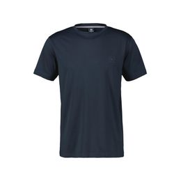 T-Shirt Lerros, Herren, Gr. S, blau (classic navy), Single Jersey, Obermaterial: 95% Baumwolle, 5% Elasthan, unifarben, regular fit taillenbedeckt, Rundhals, Shirts T-Shirt, mit Logo Stickerei