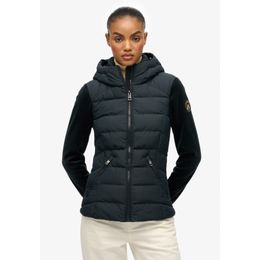 Steppjacke Superdry "HOODED FUJI STORM JACKET", Damen, Gr. M, blau (eclipse navy), Web, Obermaterial: 100% Polyester, unifarben, relaxed fit, Jacken Steppjacke
