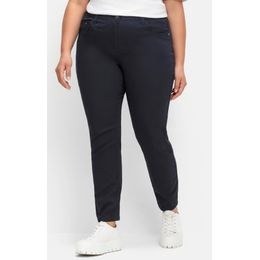 Stretch-Hose sheego, Damen, Gr. 54, Normalgr&ouml;&szlig;en, blau (tiefblau), 98% Baumwolle, 2% Elasthan, unifarben, Hosen Stretch-Hose