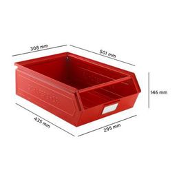 Sch&auml;fer Shop Sch&auml;fer Shop Select Sichtlagerkasten, mit Tragestab, 18,5 l, 80 kg, L 501 x B 308 x H 146 mm, Stahl, RAL 3000 (feuerrot)