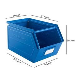 Sch&auml;fer Shop Sch&auml;fer Shop Select Sichtlagerkasten, mit Tragestab, L 377 x B 211 x H 201 mm, 11,5 l, 60 kg, Stahl, RAL 5015 (himmelblau)