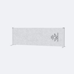 Maul Akustik-Tischtrennwand Maulconnecto, Standf&uuml;&szlig;e, B 1600 x T 40 x H 500 mm, Akustikvlies/Aluminium/Stahl, Vlies hellgrau/Profil silber