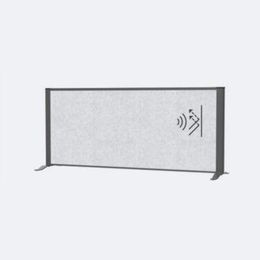 Maul Akustik-Tischtrennwand Maulconnecto, Standf&uuml;&szlig;e, B 1200 x T 40 x H 500 mm, Akustikvlies/Aluminium/Stahl, Vlies hellgrau/Profil anthrazit