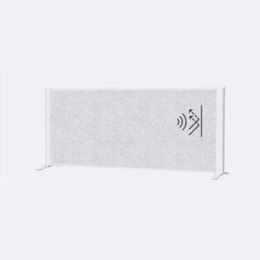 Maul Akustik-Tischtrennwand Maulconnecto, Standf&uuml;&szlig;e, B 1200 x T 40 x H 500 mm, Akustikvlies/Aluminium/Stahl, Vlies hellgrau/Profil wei&szlig;