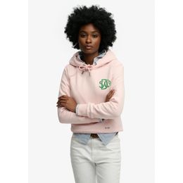 Kapuzensweatshirt Superdry "Sd&co Neon Hood", Damen, Gr. M, chalk pink, Sweatware, Obermaterial: 80% Baumwolle, 20% Polyester, bedruckt, regular fit normal, Rundhals, Rippb&uuml;ndchen, Sweatshirts Kapuzensweatshirt