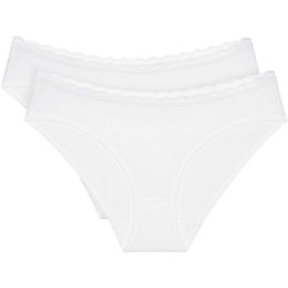 Tai-Slip Triumph "Feel Of Cotton", Damen, Gr. 46, wei&szlig;, Microtouch, Obermaterial: 86% Polyamid, 14% Elasthan, k&ouml;rpernah, Unterhosen Tai-Slip, weich, ohne Seitennaht, schmales Spitzenband