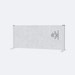 Maul Akustik-Tischtrennwand Maulconnecto, Standf&uuml;&szlig;e, B 1200 x T 40 x H 500 mm, Akustikvlies/Aluminium/Stahl, Vlies hellgrau/Profil silber