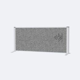 Maul Akustik-Tischtrennwand Maulconnecto, Standf&uuml;&szlig;e, B 1200 x T 40 x H 500 mm, Akustikvlies/Aluminium/Stahl, Vlies dunkelgrau/Profil silber