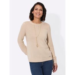 Strickpullover Casual Looks "Pullover", Damen, Gr. 36, beige (elfenbein), 50% Baumwolle, 50% Polyacryl, unifarben, Pullover Strickpullover