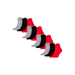 Kurzsocken Puma "Socken Quarter Plain 12P 12er Pack", Damen, Gr. 43-46, bunt (schwarz, grau, rot), Obermaterial: 68% Baumwolle CO. 18% Polyamid PA. 12% Polyester PES. 2% Elasthan EL., Socken Kurzsocken