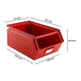 Sch&auml;fer Shop Sch&auml;fer Shop Select Sichtlagerkasten mit Tragestab, Stahl, L 358 x B 211 x H 145 mm, 8,5 l, 60 kg, RAL 3000 (feuerrot)
